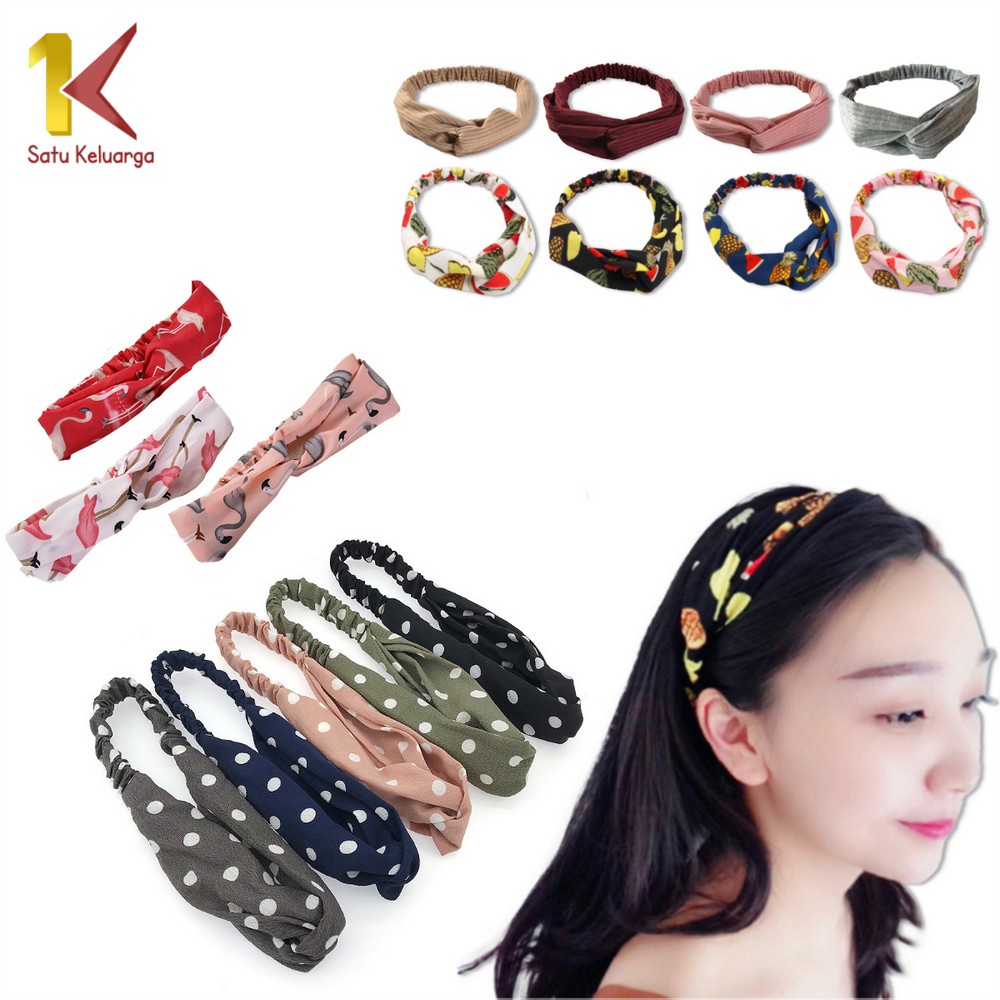 Jual Satu Keluarga Bando Korea C63-66 Bandana Rajut Bendo Rambut Karet ...