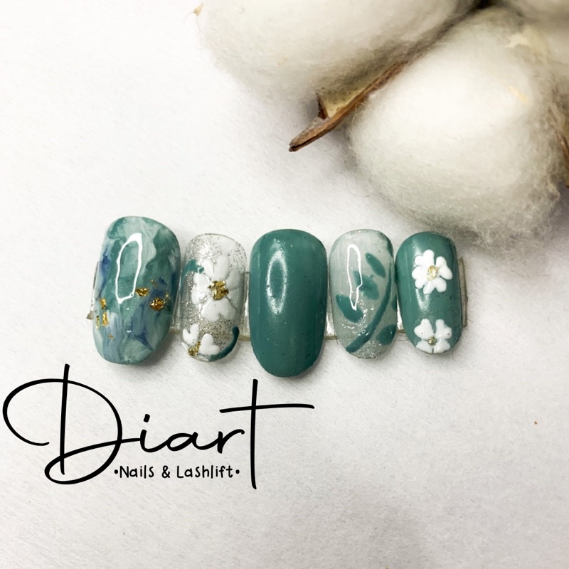 Jual GREEN FLOWER BALI FAKE NAILS Diart Simpel Fake Nails Premium ...