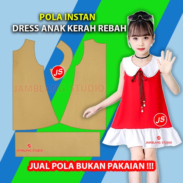 Jual Pola Instan Dress Anak Kerah Rebah [Pola Baju Jamblang studio] | Shopee Indonesia