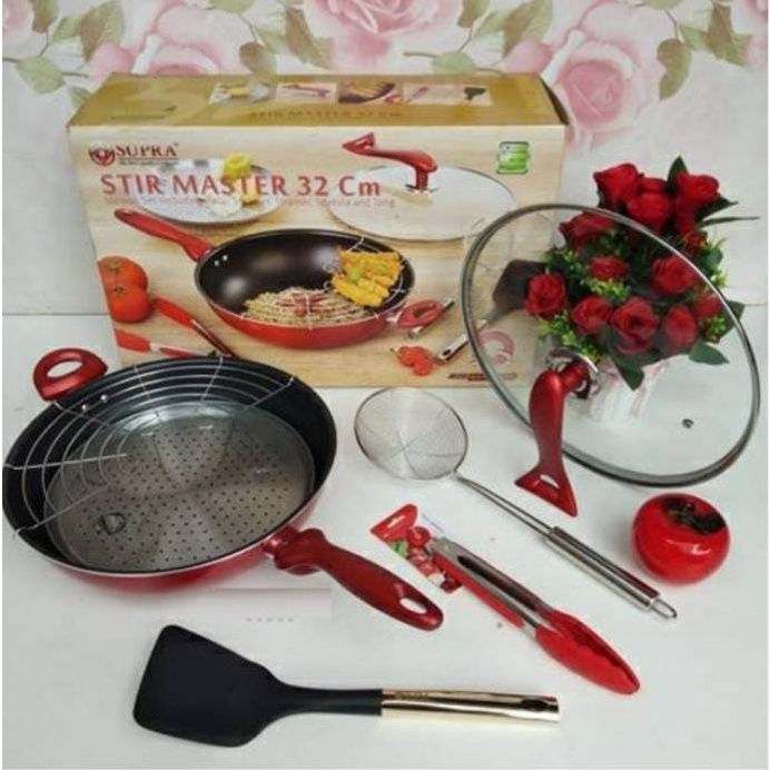 Jual Supra Stir Master / Wajan Penggorengan Set 32 cm 7 Pcs Anti ...