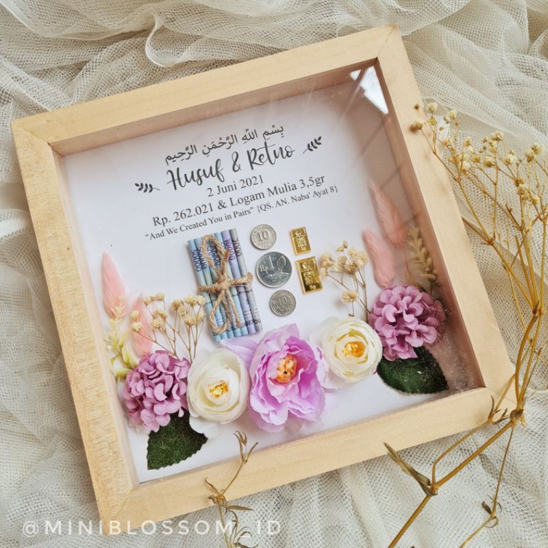 Jual Bingkai Mahar Rustic Dried Flower Bunga Kering / Mahar Pernikahan ...