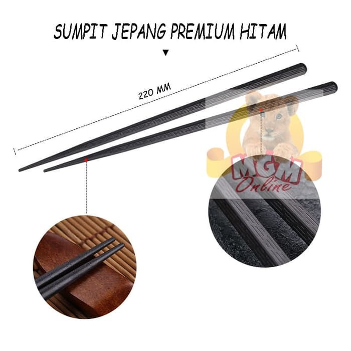 Jual Sumpit Jepang PREMIUM hitam 22CM / Japanese Chopstick PREMIUM 1 ...