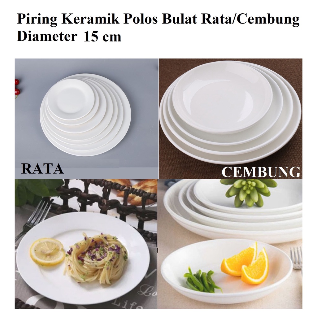 Jual Piring Keramik Rata/Cembung 15cm | Shopee Indonesia