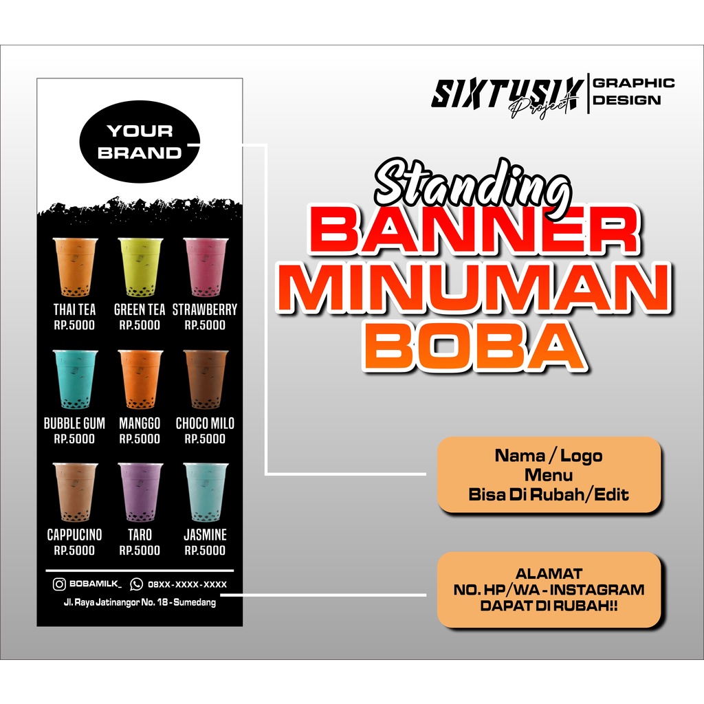 Jual Standing Banner Minuman Boba Murah FREE DESAIN | Shopee Indonesia