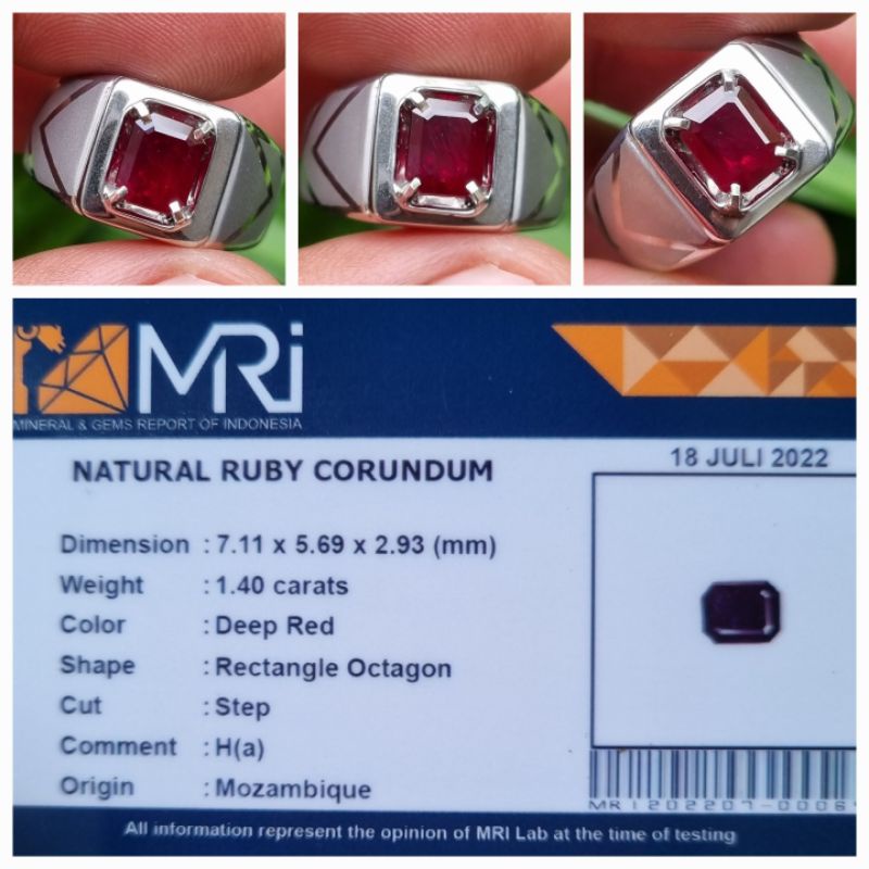 Jual Natural Top Deep Red Ruby Heat A Memo 1.40 crt | Shopee Indonesia
