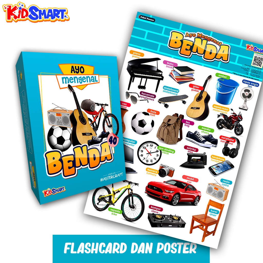 Jual Paket 2 in 1 Poster Flashcard Benda - Kartu Belajar Flash Card ...
