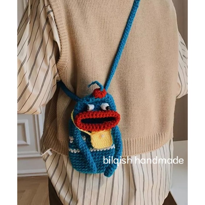 Jual mulut besar pouch hape- pouch hape mulut besar rajut - big mouth ...