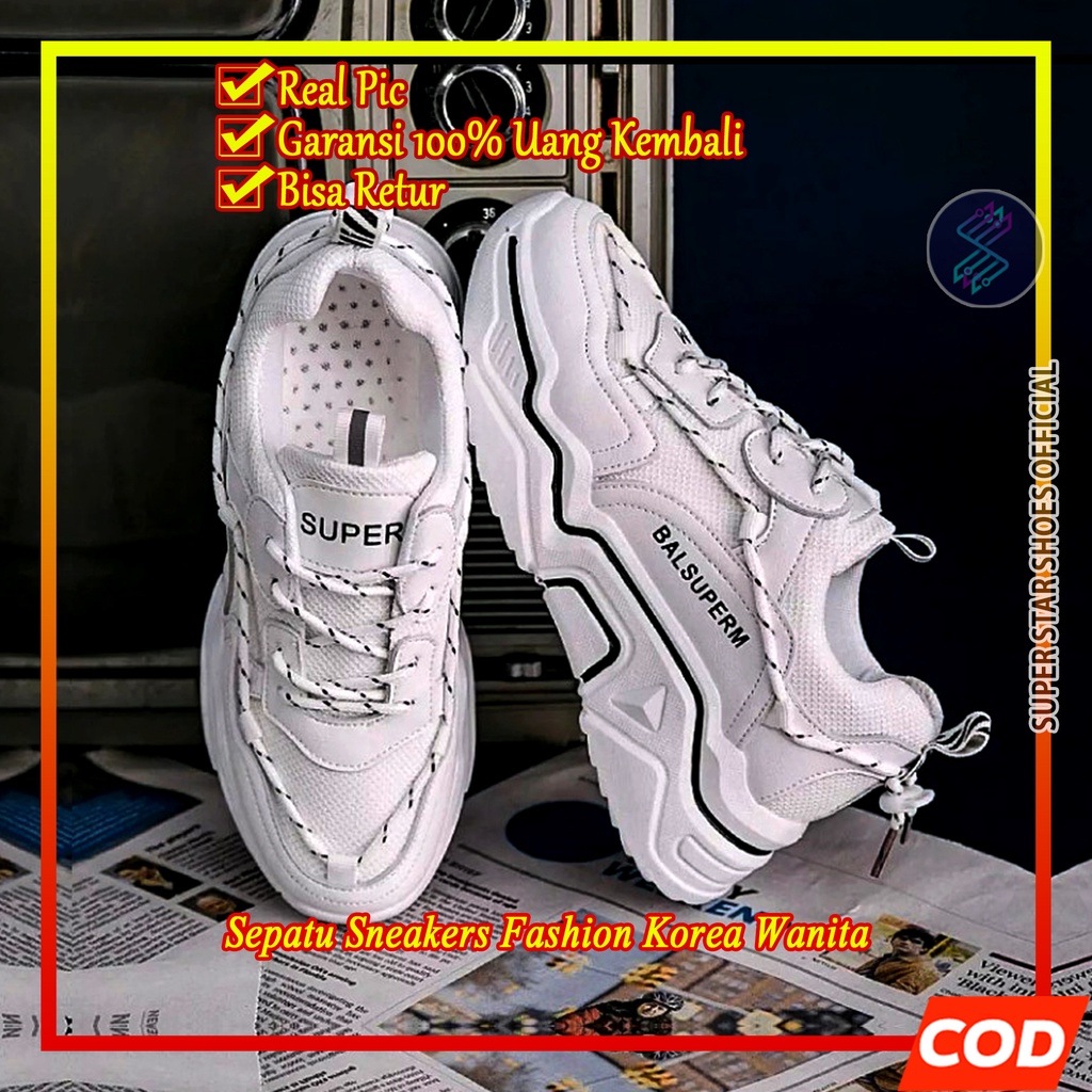 Jual Sepatu Wanita / Sepatu sneakers wanita korea fashion BALSUPERM new ...