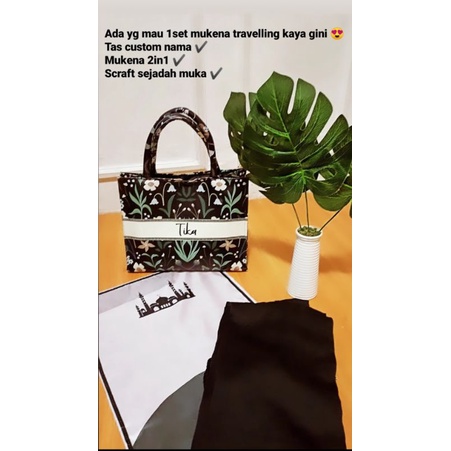 Jual paket custom tas nama dan mukena (tas+mukena+sejadah mini print ...