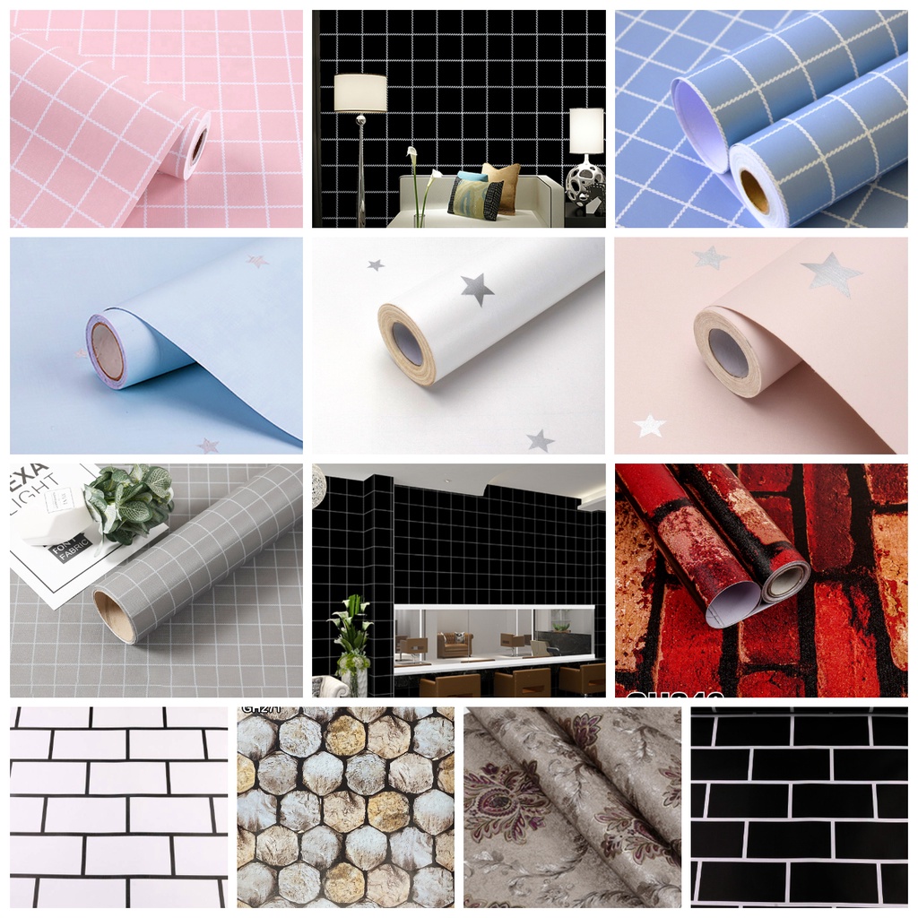 Jual Wallpaper Sticker Dinding Aesthetic Ukuran 45cm x 8 meter Motif ...