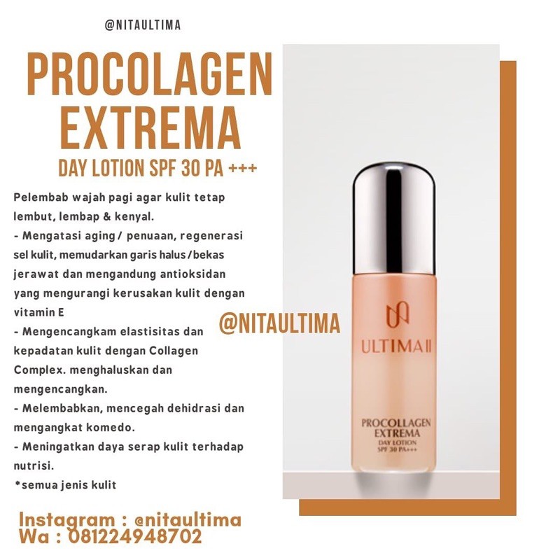 Jual ULTIMA II DAY LOTION SPF 30 PA +++ PROCOLAGEN EXTREMA (Pelembab ...
