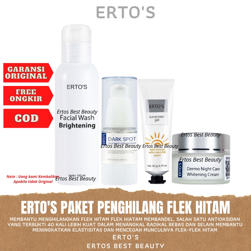 Jual Ertos Paket Penghilang Flek Hitam Dan Wajah Kusam 4in1 ( Facial Wash, Sunscreen, Night ...