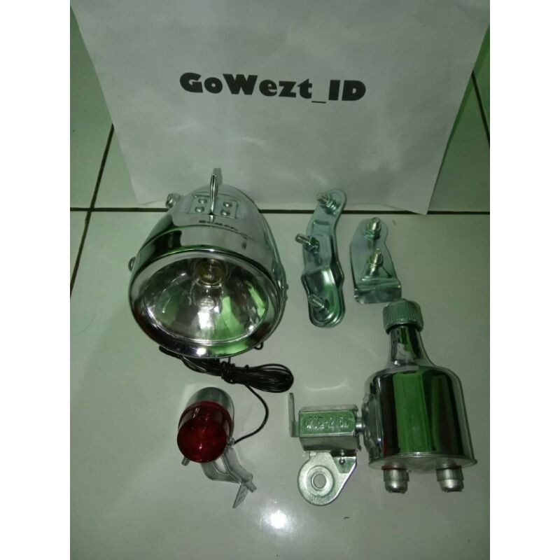 Jual Lampu Depan Sepeda Onthel Ontel | Dynamo Lighting Set | High ...