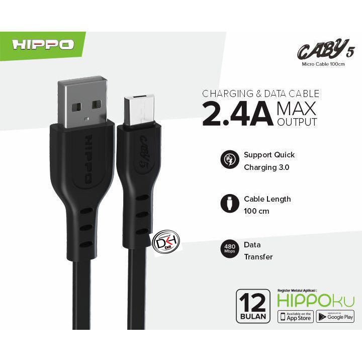 Jual Kabel HIPPO MICRO CABY 5 QUICK CHARGING 3.0 USB 3 AMPERE TRANSFER ...