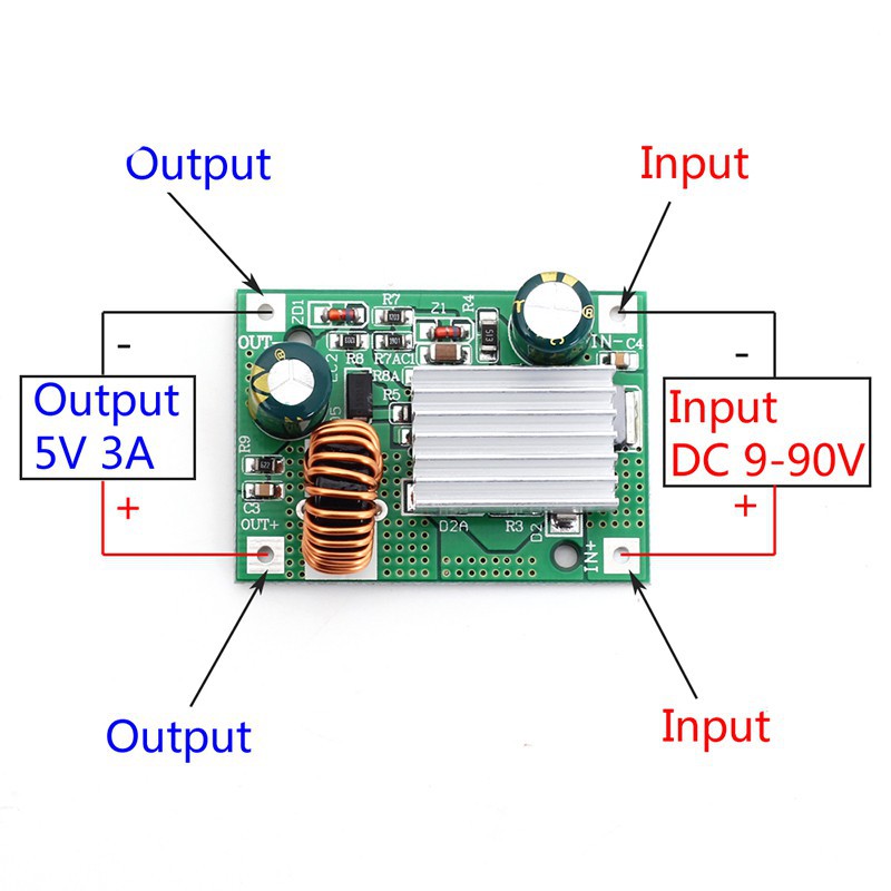 Jual 9~90V to 5V 3A DC-DC High Voltage Step Down Buck Converter Module ...