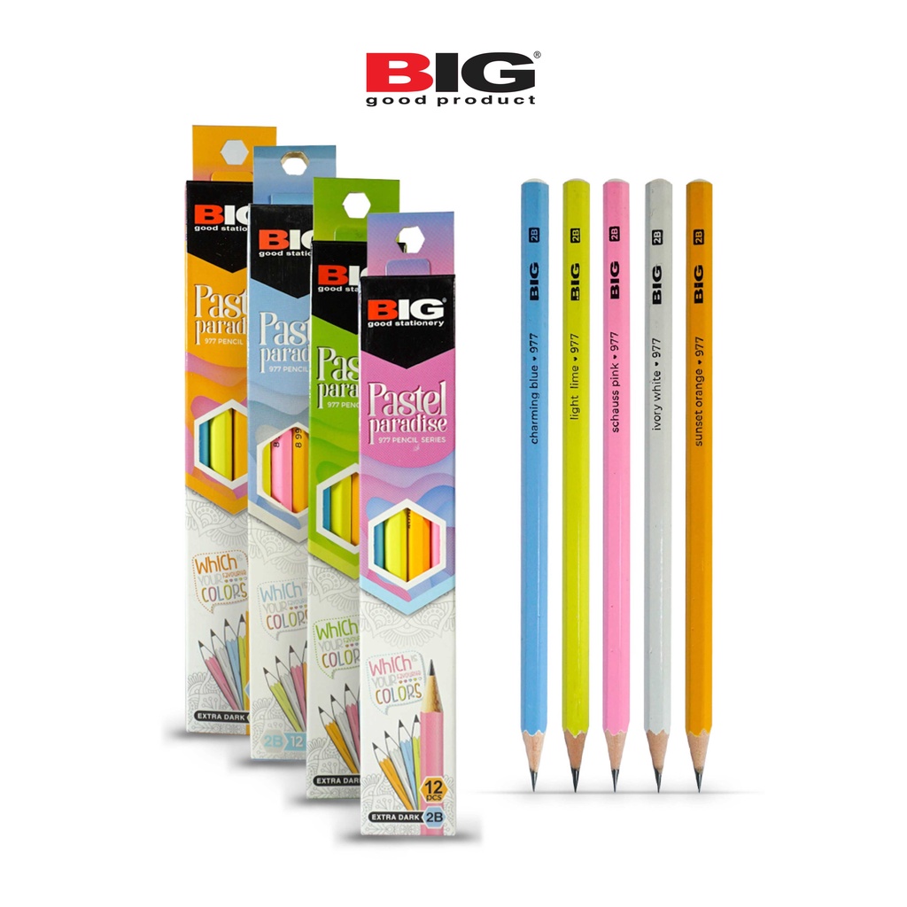 Jual 12 Pcs BIG Pensil 2B Pastel Paradise Warna Elegan Graphite Pencil ...