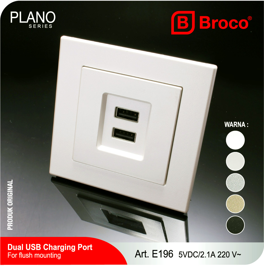 Jual Broco Electrical Plano E196 Dual USB Socket | Shopee Indonesia