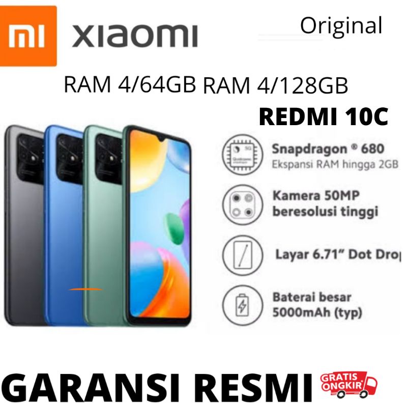 Jual XIAOMI REDMI 10C RAM 4/64GB,4/128GB GARANSI RESMI | Shopee Indonesia