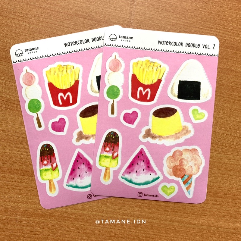 Jual stiker aesthetic Tamane watercolor doodle vol.2 sticker sheet ...