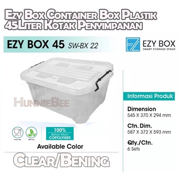 Jual Container Box Ezy Box 45 L Clear Bening | Shopee Indonesia