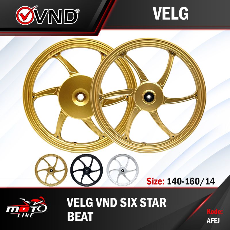 Jual Velg Racung VND Six Star Beat / Vario 110 / Genio / Spacy - 140x14 & 160x14 | Shopee Indonesia