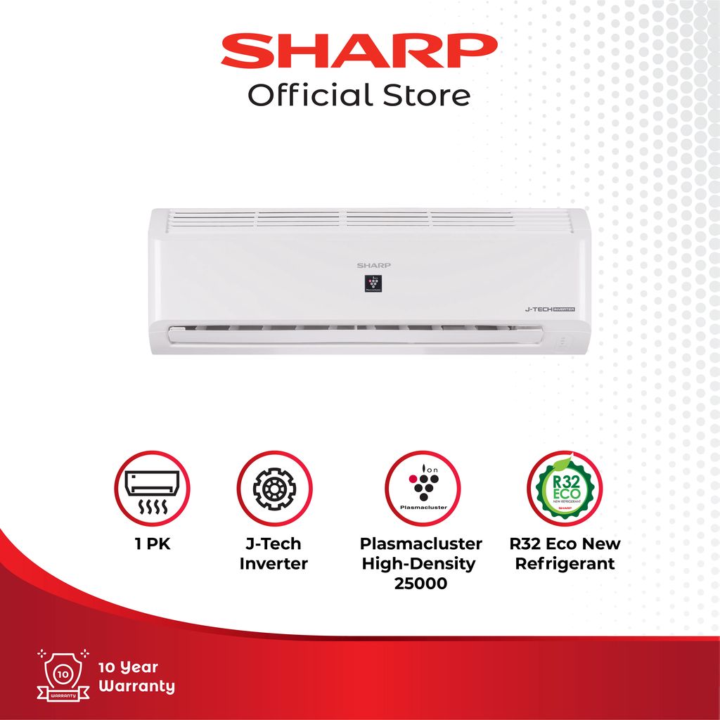 Jual Sharp AC Inverter Plasmacluster Series AH-XP10BMY - 1.0/1 PK with Ion Plasmacluster ...