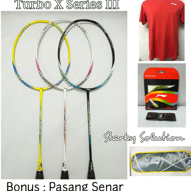 Jual Paket Raket Lining Turbo X 50 60 70 Gen Iii Original | Shopee ...