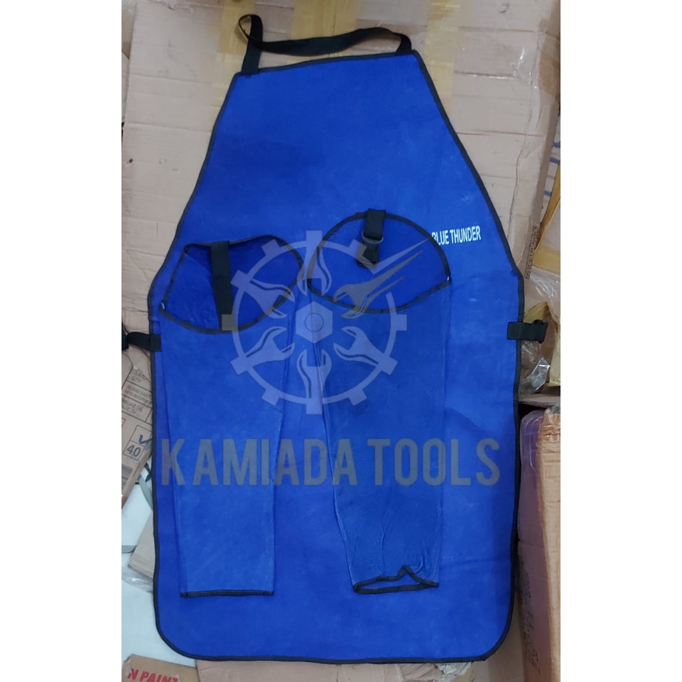 Jual Apron Las Biru/Celemek Las/Apron Safety Set (Dada+Lengan) | Shopee ...