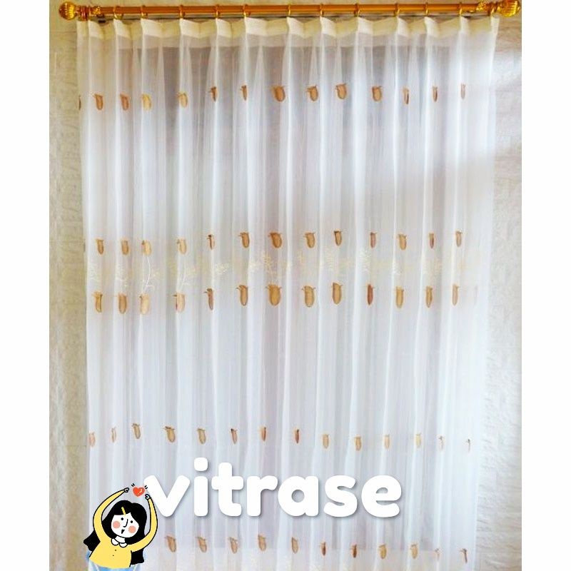 Jual Vitrase Gorden puring Dalaman Gorden Bordel motip Tulip | Shopee Indonesia