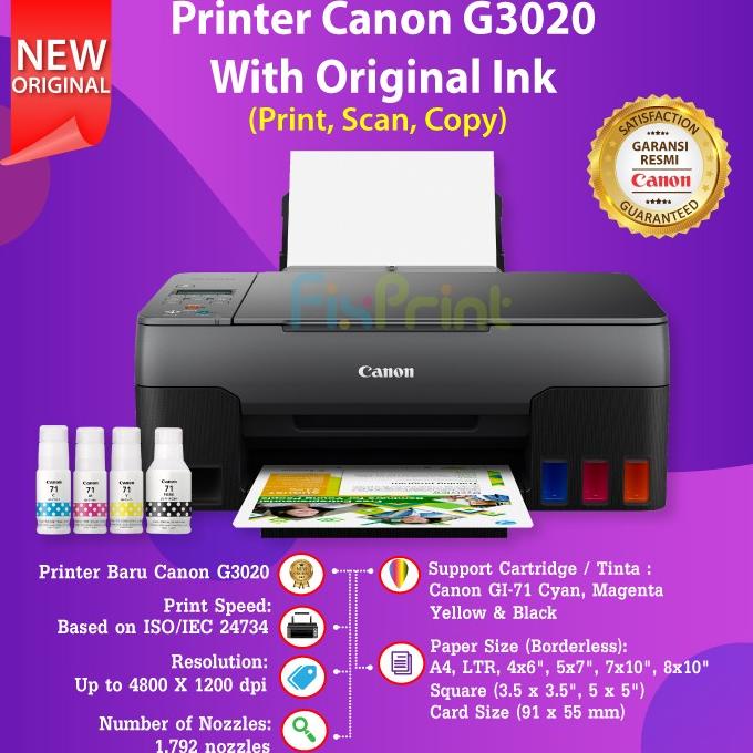 Jual Printer Canon Ink Tank G3020 Print Scan Copy Aio Wifi Pengganti ...