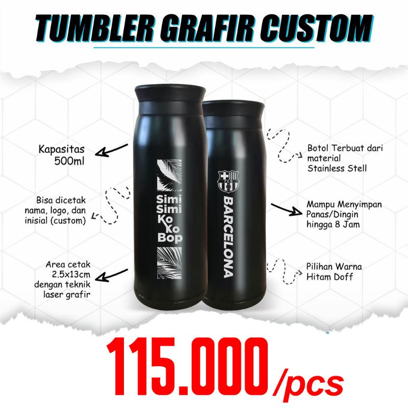 Jual tumbler grafir custom botol minum custom termos botol tempat minum botol tahan panas ...
