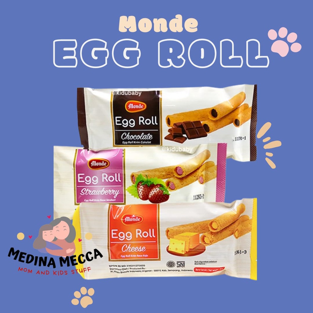 Jual Monde Egg Roll strawberry chocolate cheese snack eggroll 35 gr ...