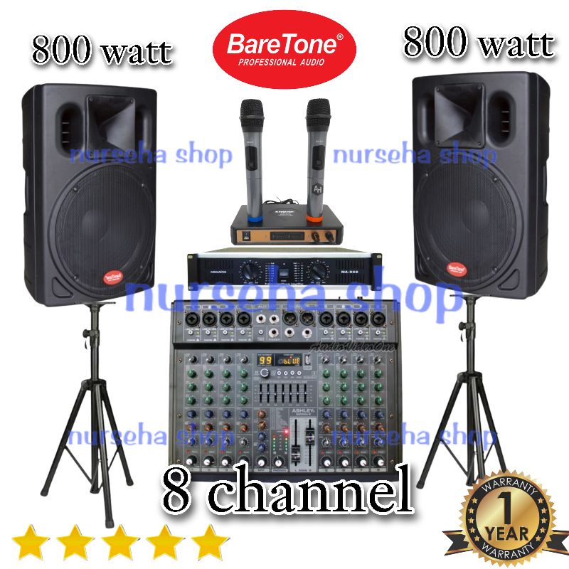 Jual Paket Sound System outdoor indoor BARETONE 15 inch 1600 Watt mixer ...