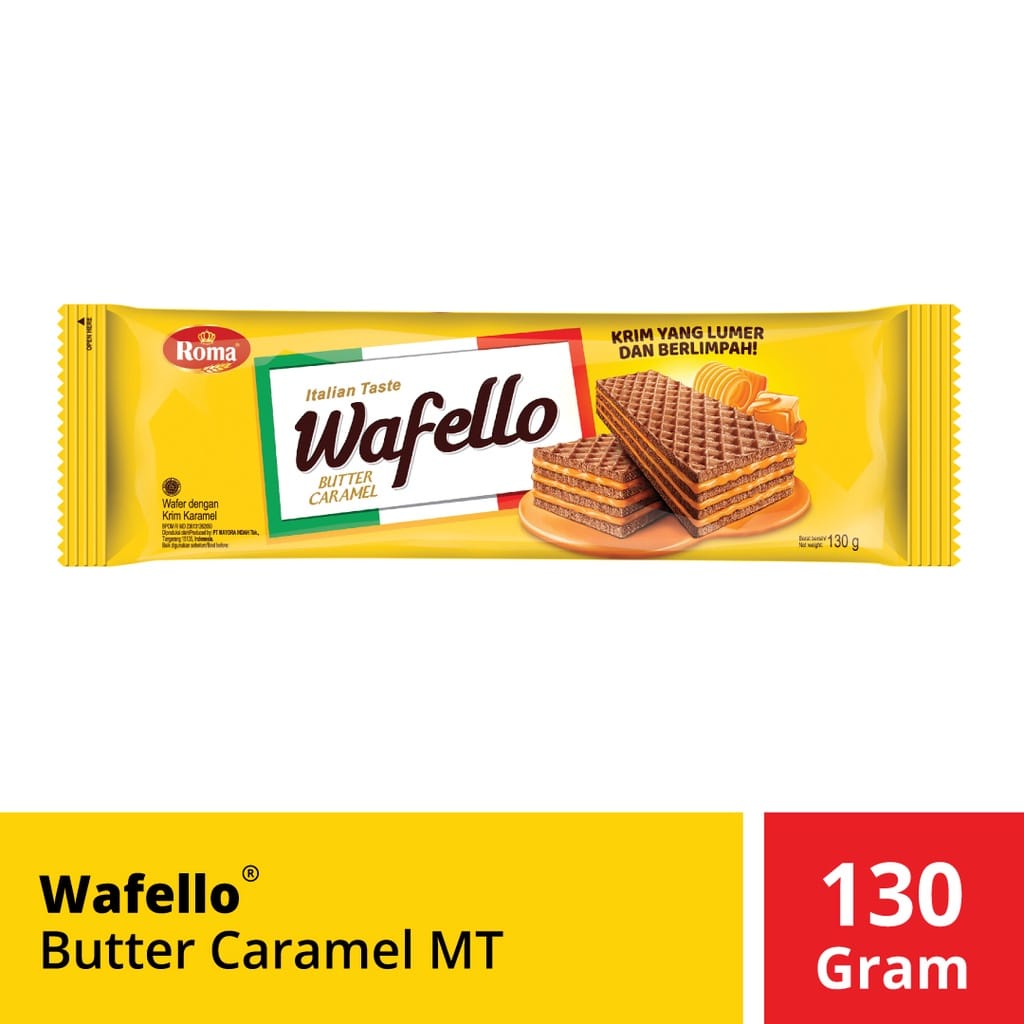 Jual Roma Wafello Wafer Italia Butter Caramel 114gr | Shopee Indonesia