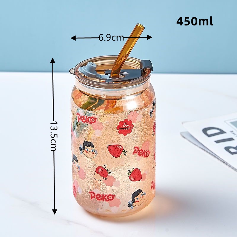 Jual Kaca Glass Dengan Sedotan Silikon Simple Elegan Milk Cup Gelas ...