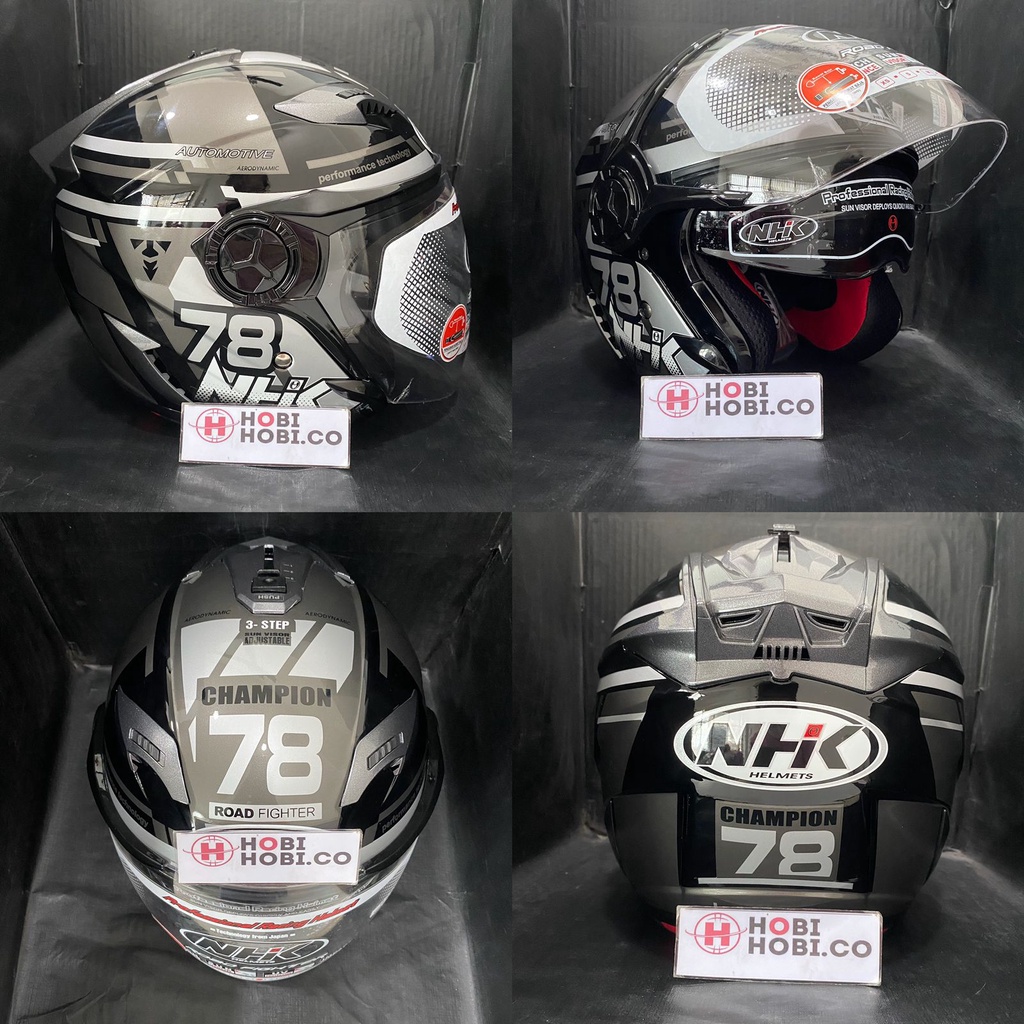 Jual HELM NHK REVENTOR MOTIF 78 NEW GLADIATOR BLACK SILVER GLOSSY ...