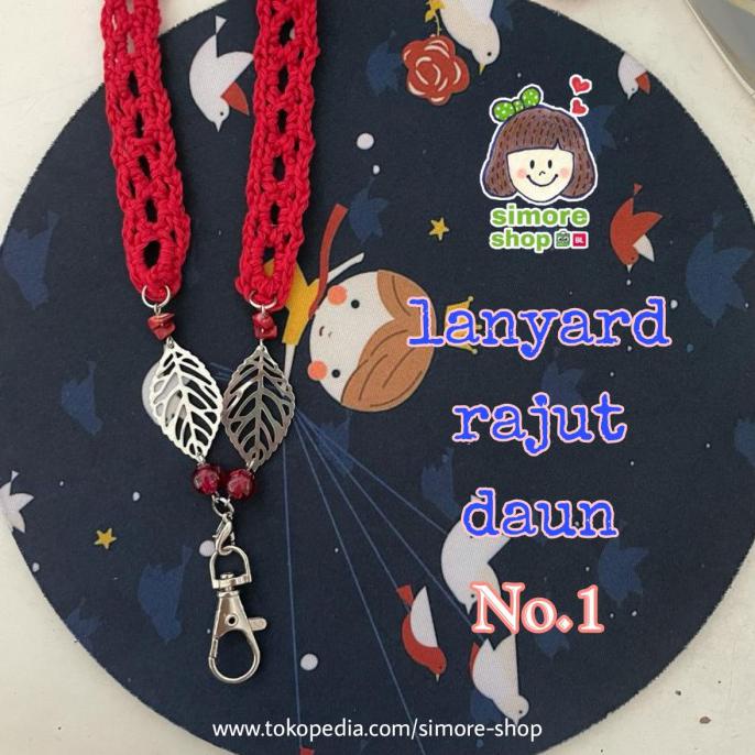 Jual Tali Name Tag Daun Merah Rajut Gantungan Id Card Lanyard Kalung ...