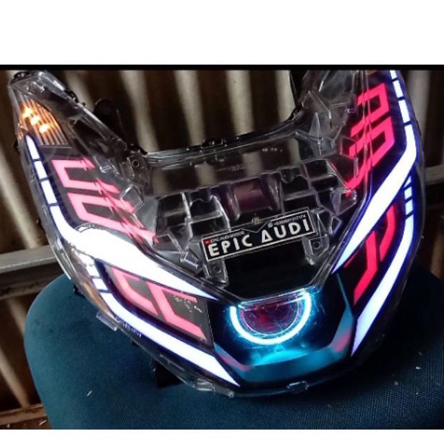 Jual Headlamp PCX 160 singgle projie biled kombinasi lazy rgb | Shopee ...