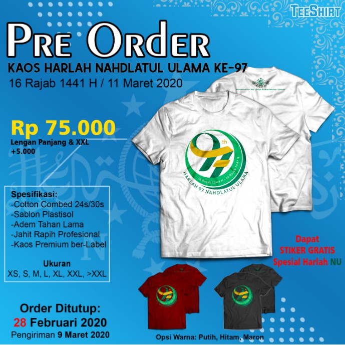 Jual Kaos Harlah NU ke 97 (Pre Order) | Shopee Indonesia