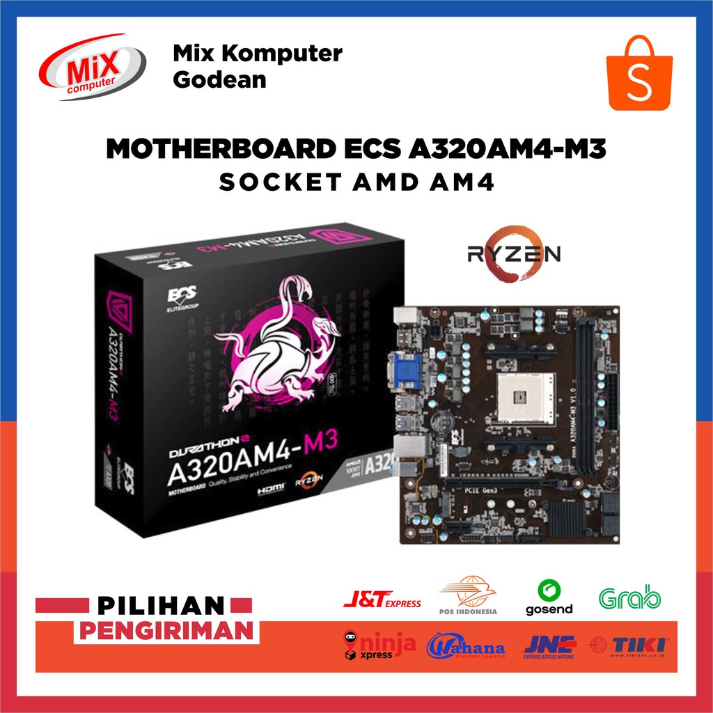 Jual Motherboard ECS A320AM4-M3D - Socket AMD AM4 | Shopee Indonesia