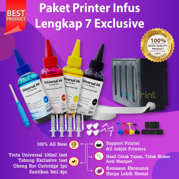Jual PAKET Tabung Tinta 100ml Box Hitam Obeng Bor Infus Printer Canon ...