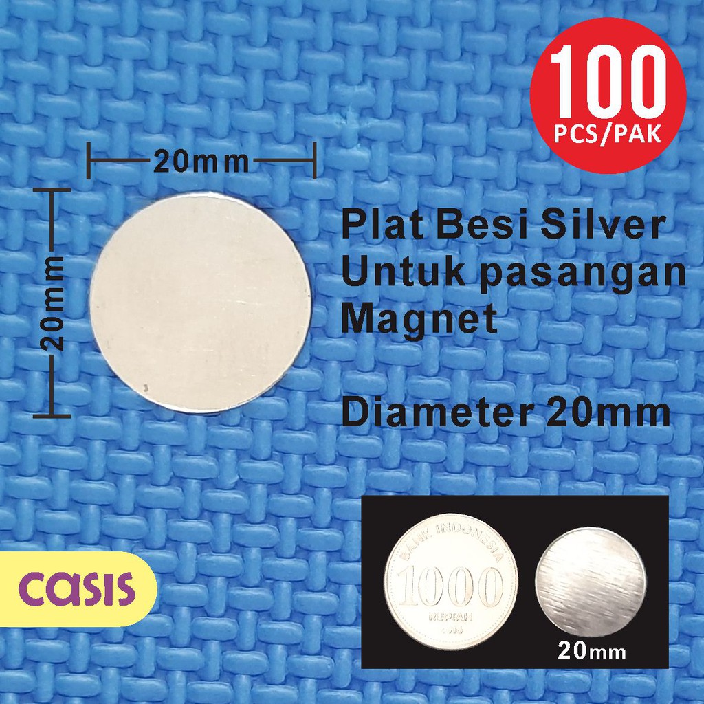 Jual plat besi silver 20mm untuk pasangan magnet - CASIS | Shopee Indonesia