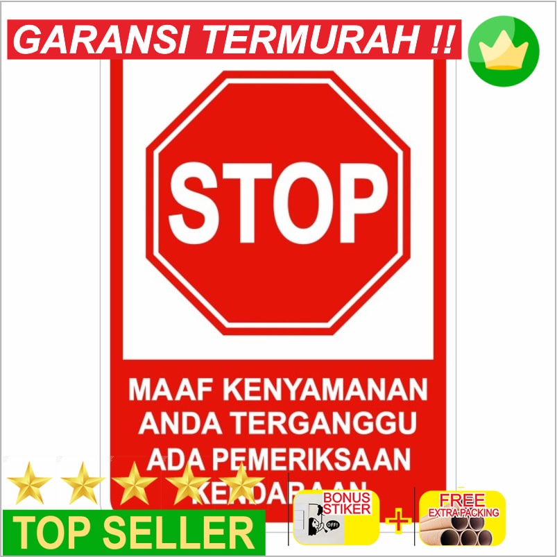 Jual Promo Rambu Sign Stop Ada Pemeriksaan Kendaraan 35cm x 50cm Plat ...