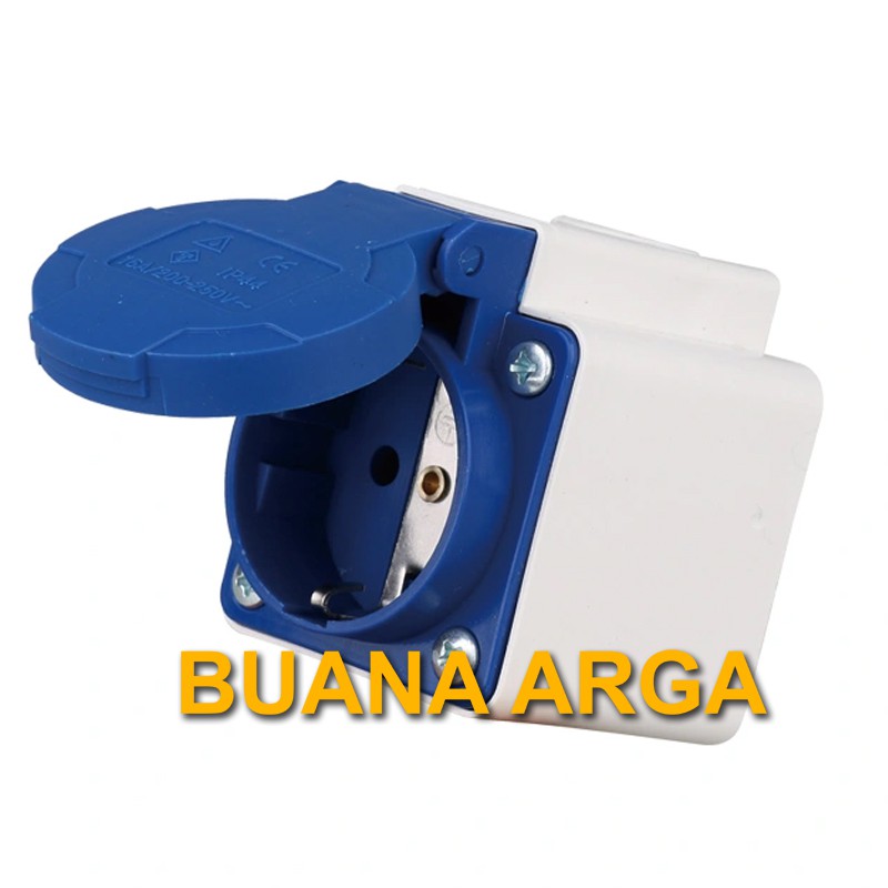 Jual INDUSTRIAL SOCKET IP44 CEE112 POLE KAKI 2 PIN 16A/250V FORT CEE ...