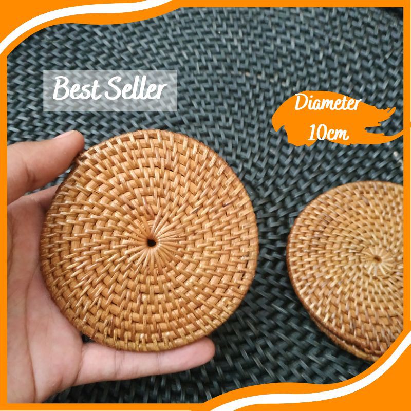 Jual Tatakan Gelas Anyaman Rotan Bulat Alas Gelas Dekorasi Glass ...