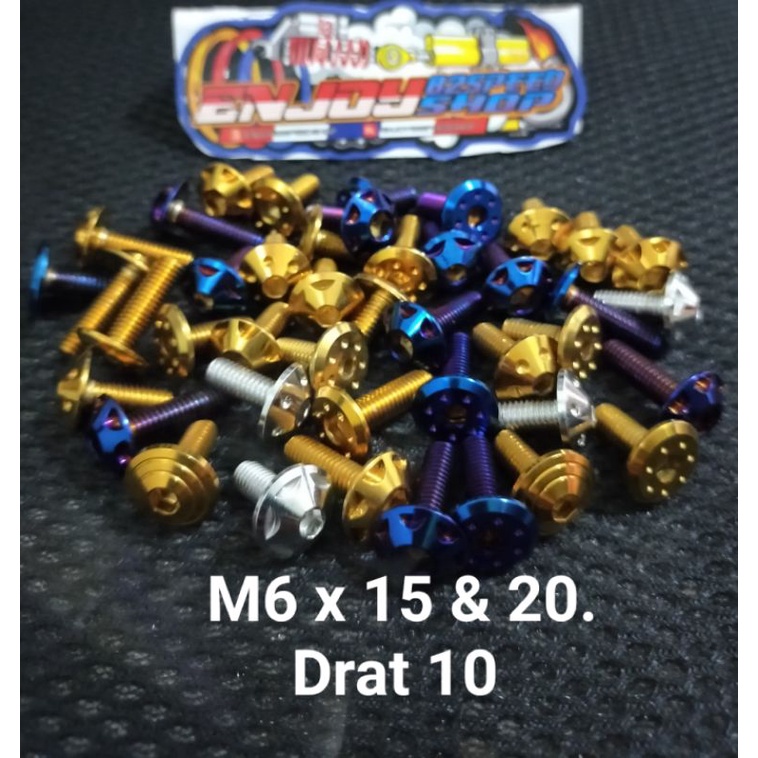 Jual Baut Pb Probolt Payung M6 Drat 10 panjang 1,5 - 2 cm Bisa Untuk Baut Tameng plat nopol dek ...