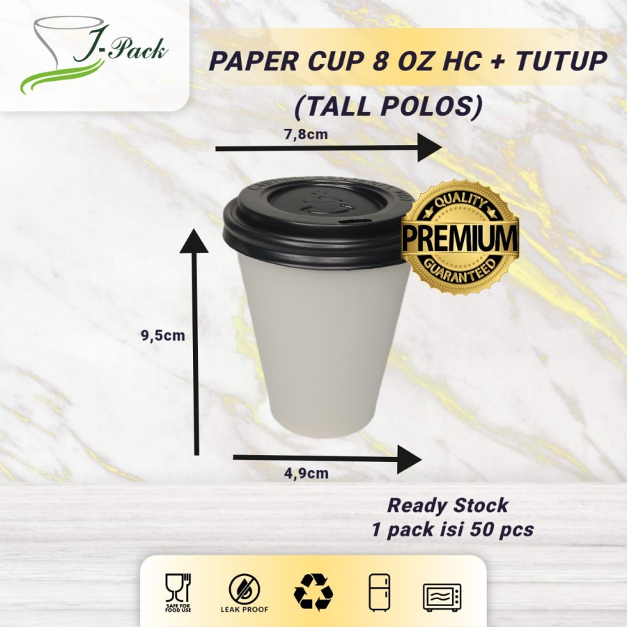 Jual Paper Hot Cup 8oz (Gelas Kertas Kopi) + Tutup (Lid) SPE per 50 pcs | Shopee Indonesia