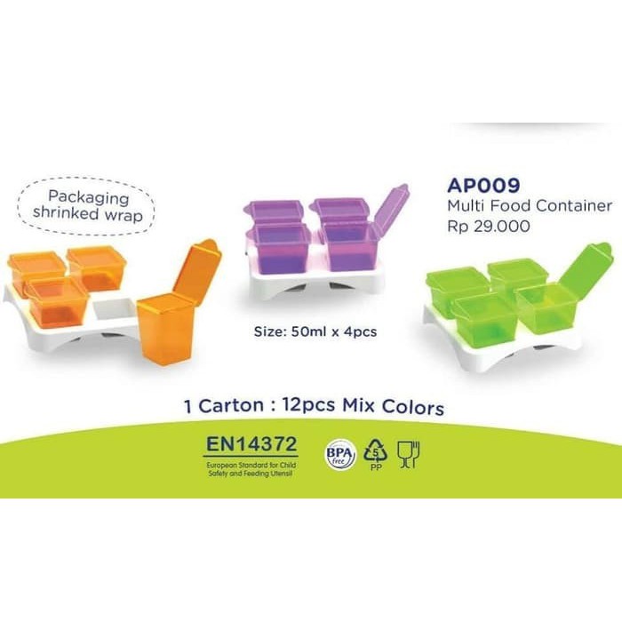 Jual Baby Safe AP009 Multi Food Container 4x50ml | Shopee Indonesia