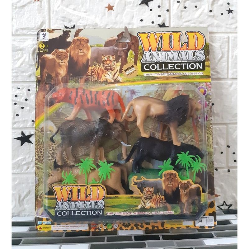 Jual mainan miniatur hewan singa harimau gajah kuda nil panther / Wild ...
