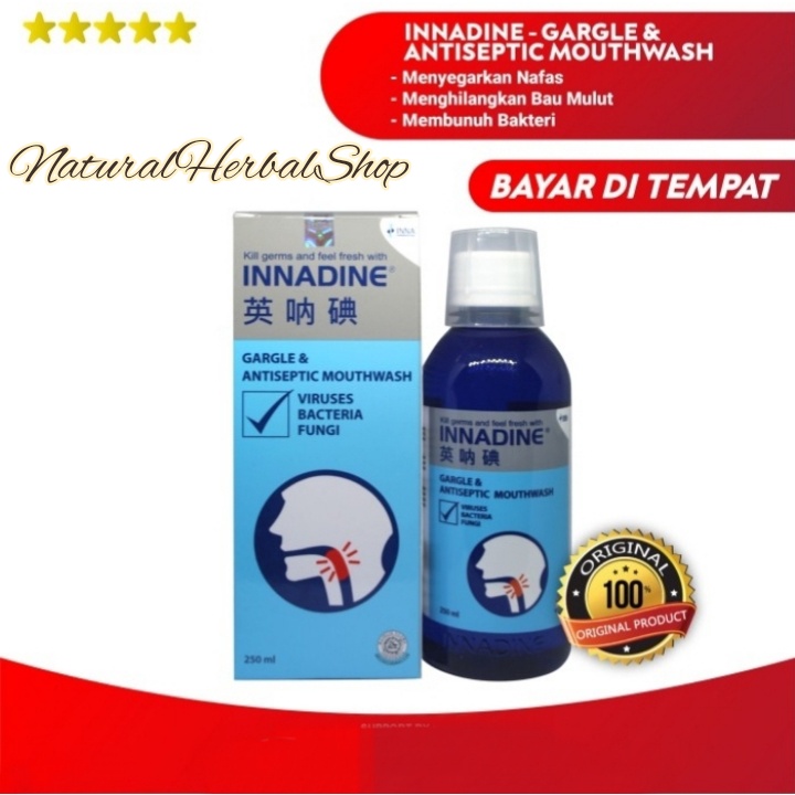 Jual Innadine Gargle & Antiseptic MouthWash Mouth Wash Obat Kumur Antiseptik 250ML | Shopee ...